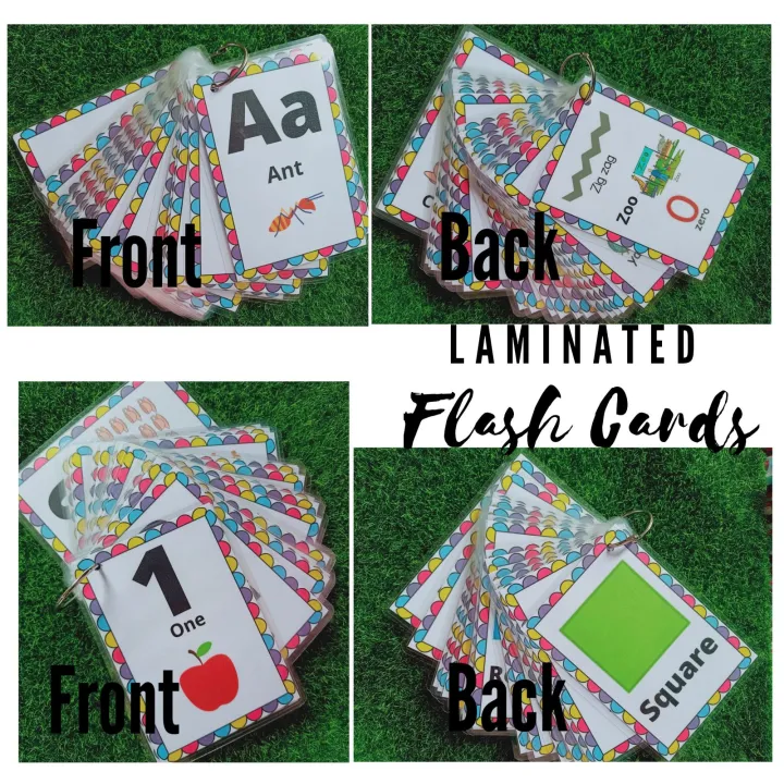 Laminated Flash Cards All in 1 (Alphabet, Words, Numbers and Shapes ...