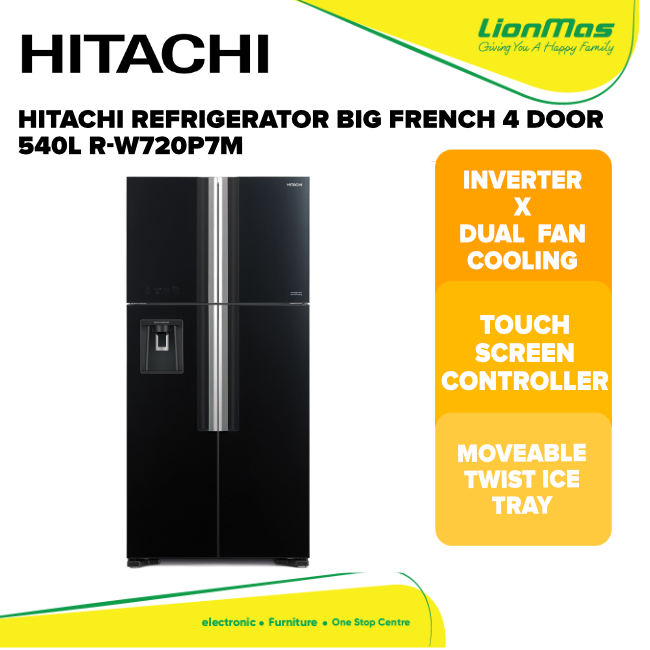 HITACHI REFRIGERATOR Big French 4 Door R-W720P7M | Lazada