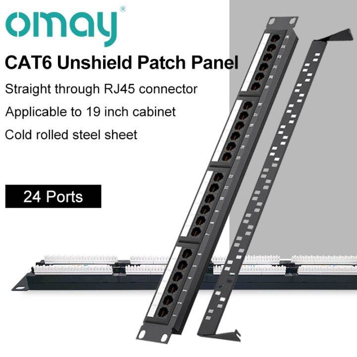 24 พอร์ต CAT6 UTP Keystone RJ45 Patch Panel 19 นิ้ว 1U Cable Frame ...