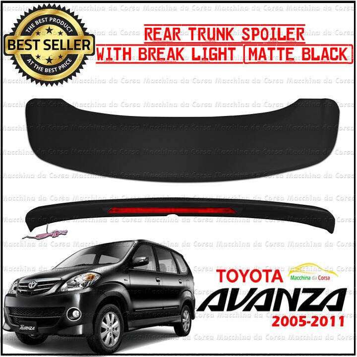 Toyota Avanza 2005-2011 Rear Trunk Spoiler with Brake Light Matte Black ...