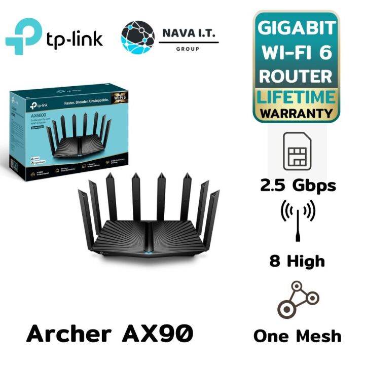 TP-Link Archer AX90 เราเตอร์ AX6600 Tri-Band Gigabit Wi-Fi 6 รับประกัน ...