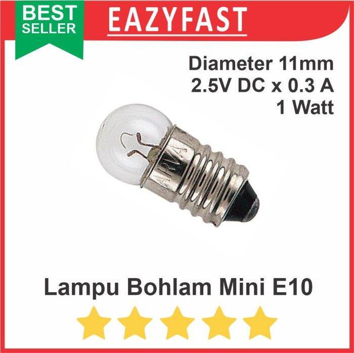 Lampu Senter Kecil e10 10mm 2.5V 1 Watt Praktek Praktikum Bohlam LED ...