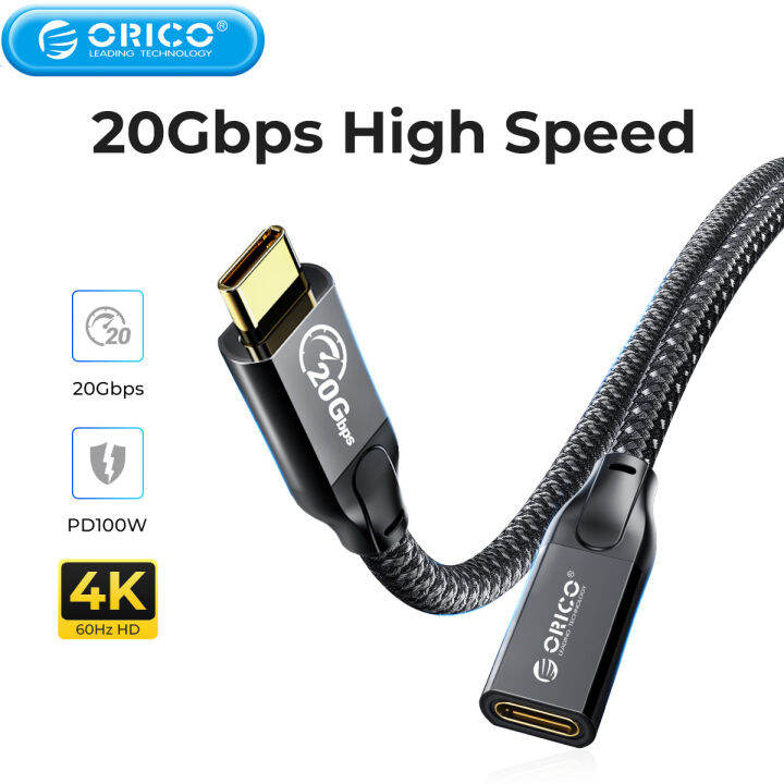 ORICO Type C Extension Cable 20Gbps Data Transfer Fast Charge PD100W HD ...