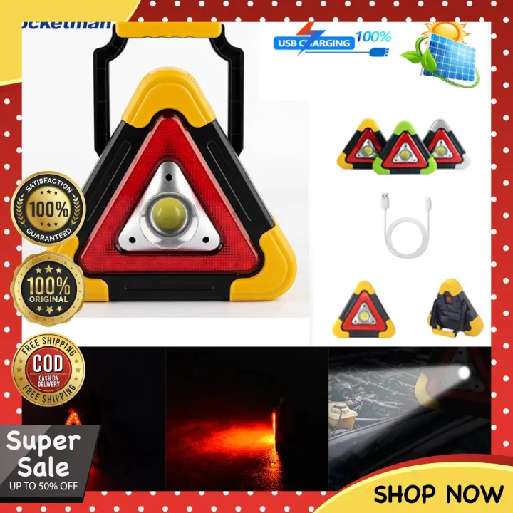 🔥 Original Cod 🔥 Triangle Warning Light Car COB LED Work Light Road Safety Emergency Fault Lamp ...