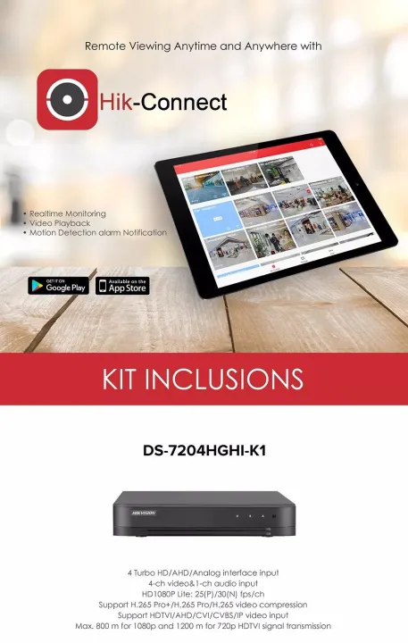 (2MP) CCTV Camera Hikvision Brand 4 Channel DIY Package CCTV Easy Set ...