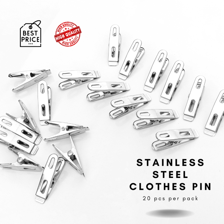 20 Pcs per Pack Stainless Steel Clothespin, Clothes Clip | Lazada PH