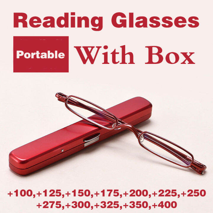 With Box-Mini Portable Metal Reading Glasses Womern Men Eyeglasses Eye ...