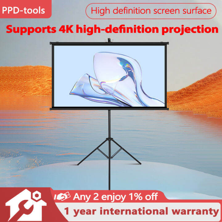 HD Projection Screen 100 inch 16:9 Portable 4K HD Home Projection ...