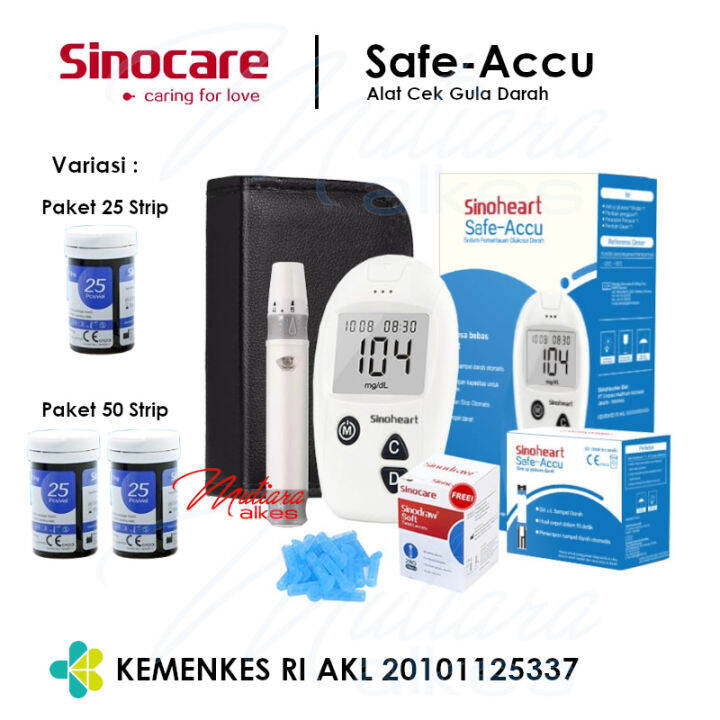 Alat Cek Gula Darah Sinocare Sinoheart Safe-Accu / Safe Accu | Lazada ...