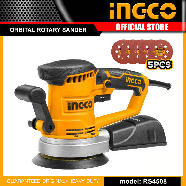 Ingco RS4508 6" Electric Orbital Rotary Sander 450W with 5pcs Sanding ...