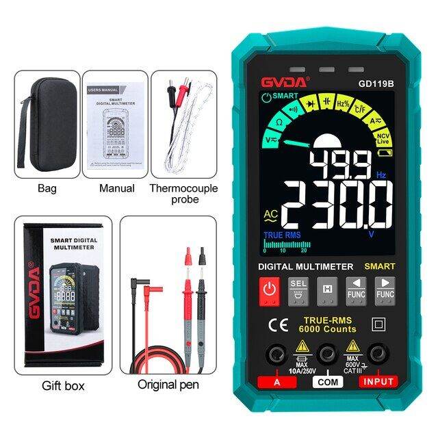 Gvda Multimeter Digital generasi baru 600v Ture Rms Ac Dc Ncv Smart ...