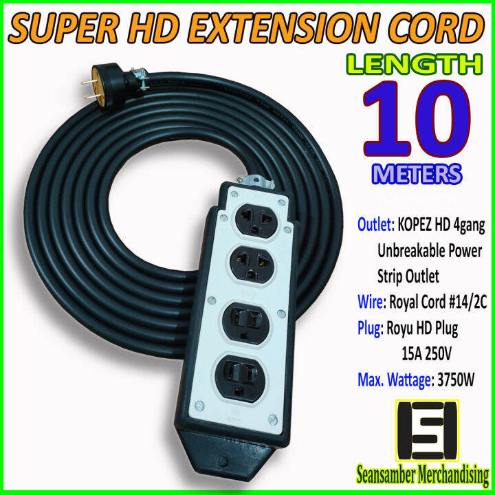 Super Heavy Duty Extension Cord with Kopez 4Gang Unbreakable Power ...