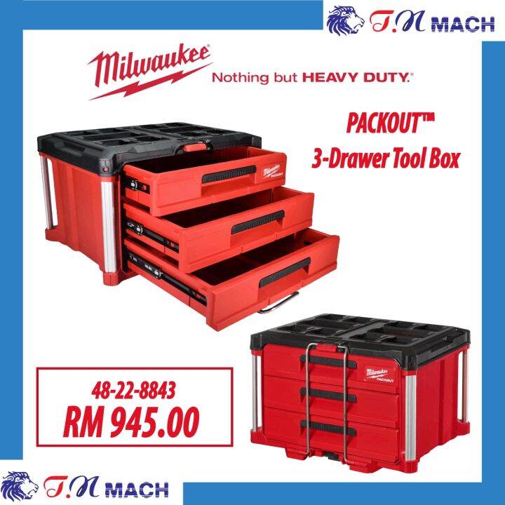 MILWAUKEE PACKOUT™ 3-Drawer Tool Box 48-22-8443 | Lazada