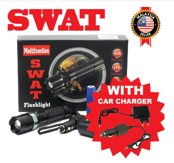Multifunction SWAT Rechargeable Zoom Flashlight/Torchlight/Lampu Suluh ...
