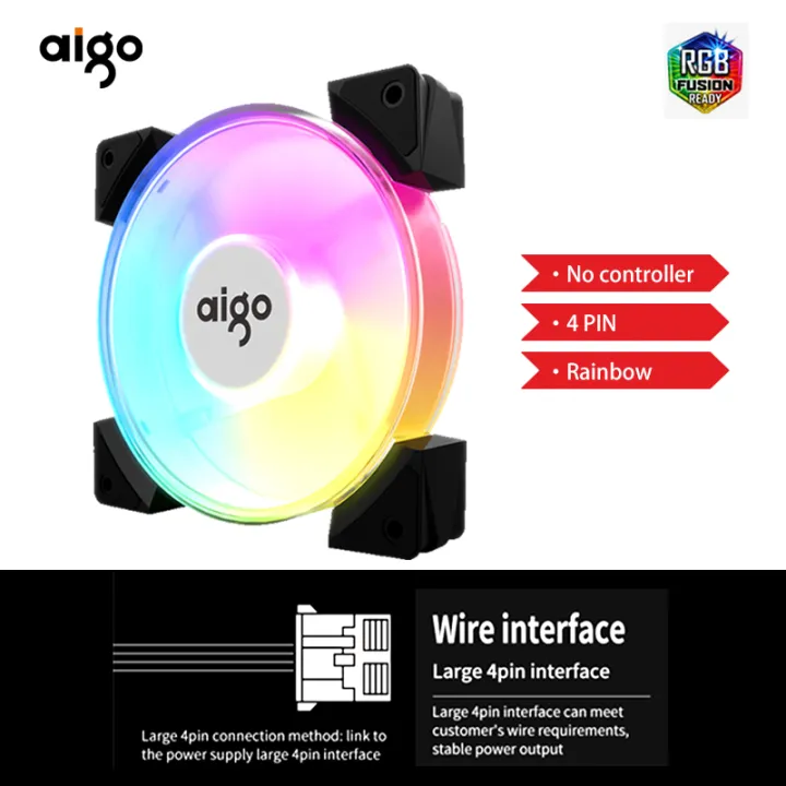 Aigo MG SE 12cm PC Case Fans 4 Pin Rainbow LED Cooling Fans For Desktop ...