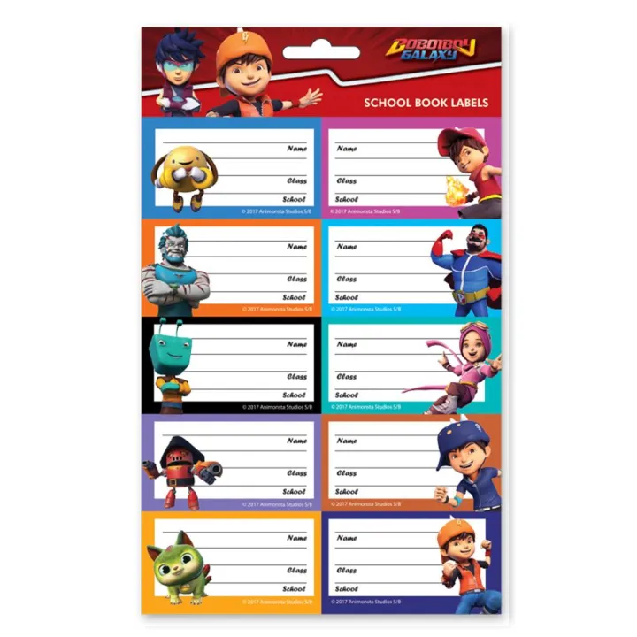 BOBOIBOY SCHOOL BOOK STICKER NAME LABEL | Lazada