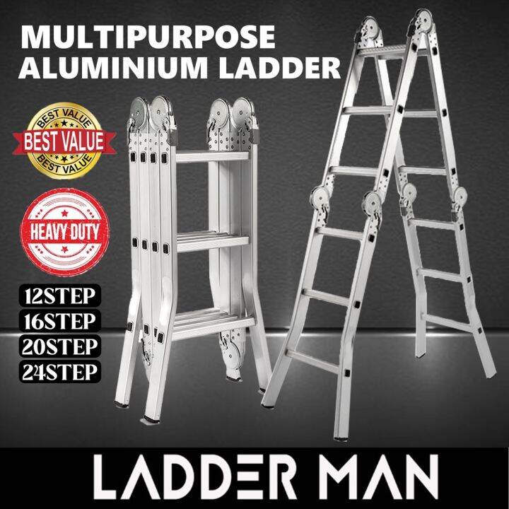 Multipurpose Ladder Foldable Heavy Duty Tangga Aluminium Ladder Double Sided Ladder Folding ...