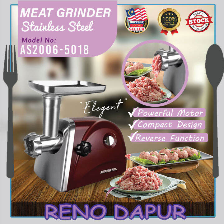 ARSHIA AS2006-5018 Meat Grinder Stainless Steel Heavy Duty Electric Chopper Mincer Sausage Maker ...