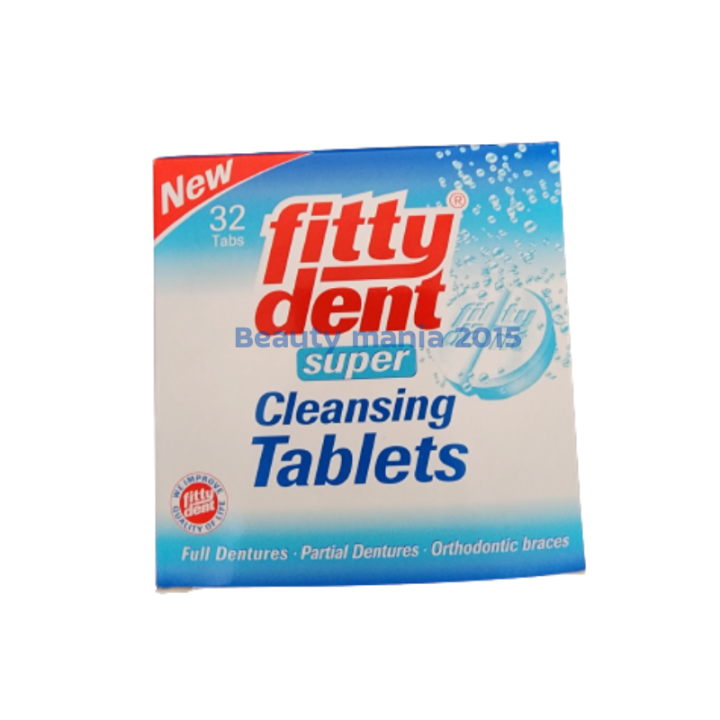 Fitty dent super cleansing tablets 32 tabs เม็ดฟู่ ทำความสะอาดฟันปลอม ...