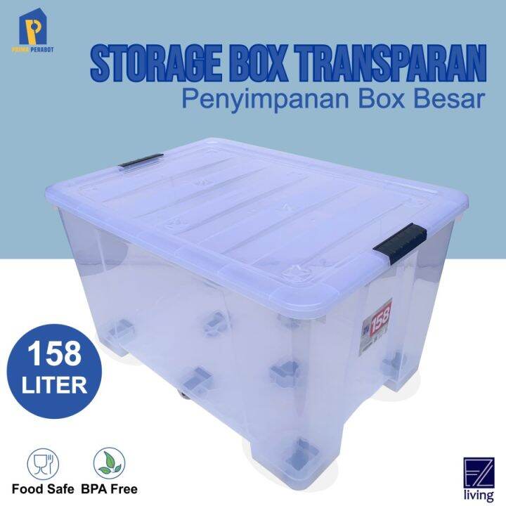Storage Box Transparan 158 Liter Container Penyimpanan Boks Besar | Lazada Indonesia