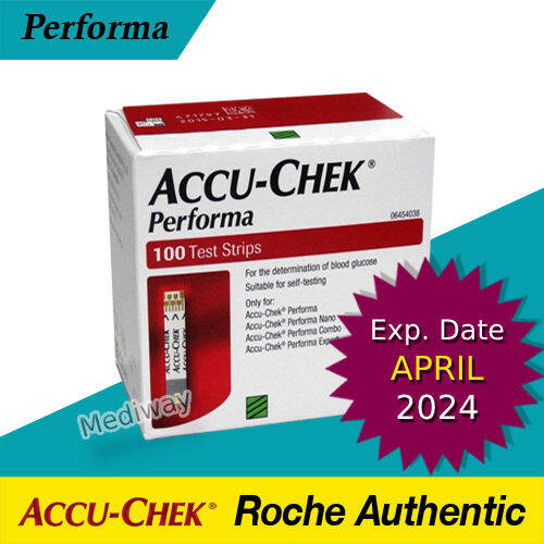 Accu Chek PERFORMA 100 แผ่นทดสอบน้ำตาลกลูโคสสำหรับผู้ป่วยเบาหวาน ...