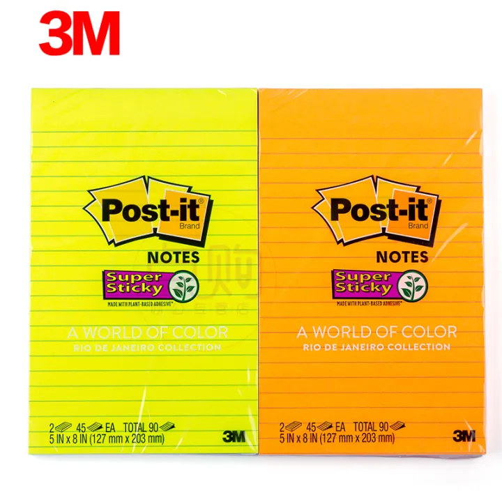 3M stick 660 sticky notes with horizontal lines, strong color ...