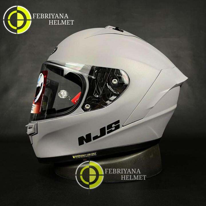 HELM NJS ZX-1R SOLID STONE GREY DOFF FULL FACE NJS ZX1R | Lazada Indonesia