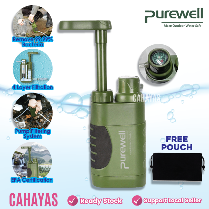 [New] Purewell Portable Water Filter Pump Purifier - Outdoor Hiking ...