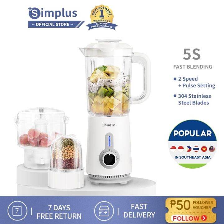 Simplus 2023 Blender 3 in 1 Food Processor 1.25L Juicer Meat Grinder ...