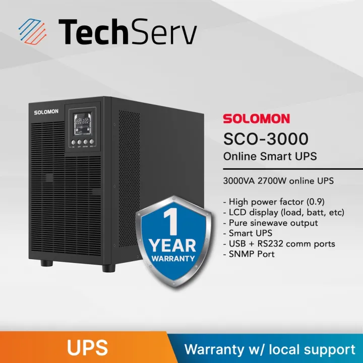 【Ready Stock】 TechServ Solomon SCO-3000 UPS 3000VA 3KVA 2700W Online ...