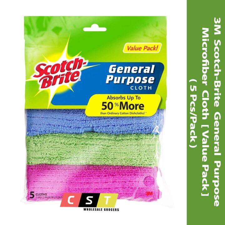 3M Scotch-Brite General Purpose Microfiber Cloth [Value Pack] (5 Pcs ...