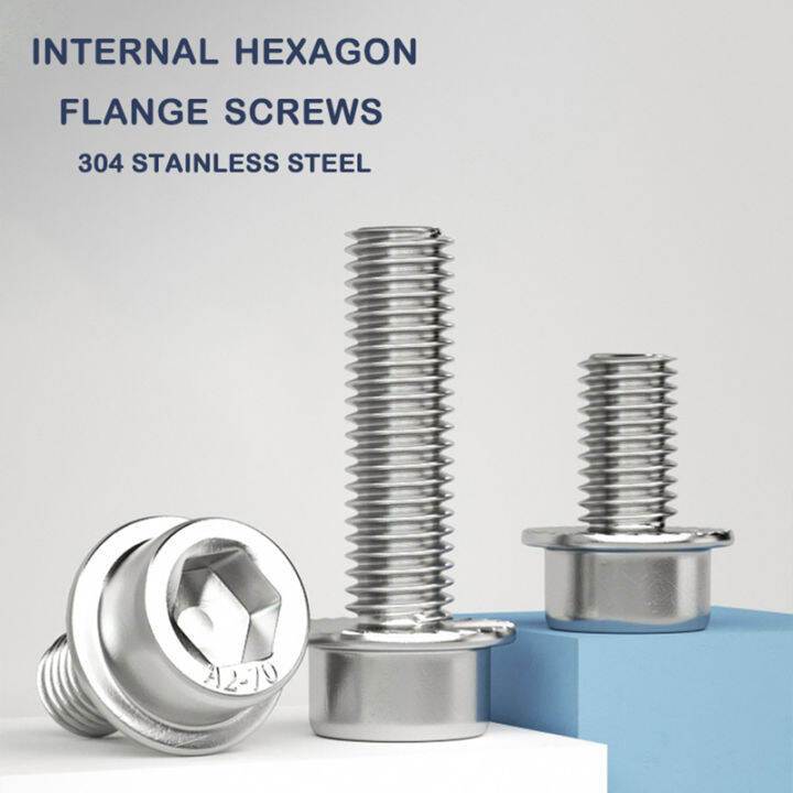 304 Stainless Steel Socket Head Hexagon Flange Toothed Screw with Anti ...
