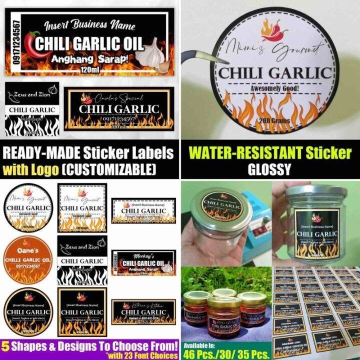 CHILI GARLIC Sticker Label w Logo (READY-MADE Customizable Details ...