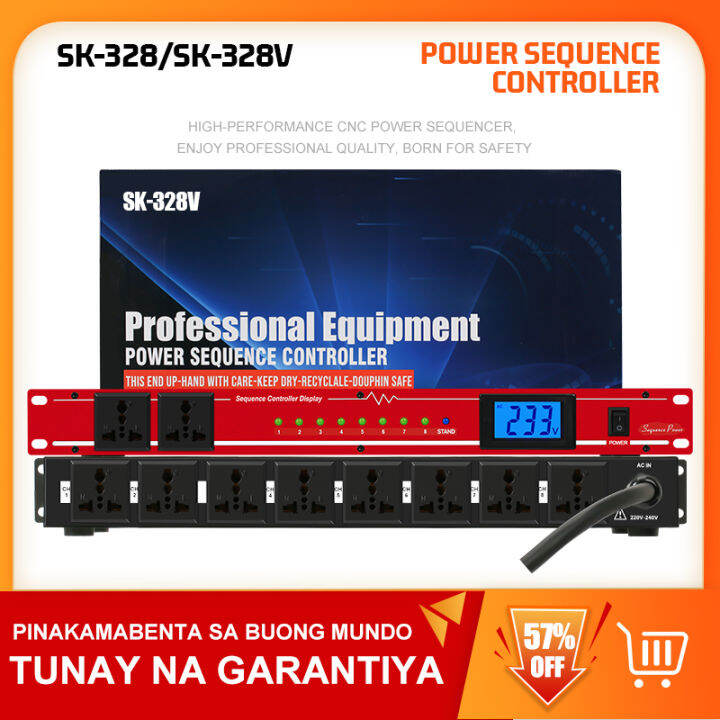 SK-328V 10/8 Outlet Rack Mount Power Sequencer Controller Regulator Surge Protector Power ...