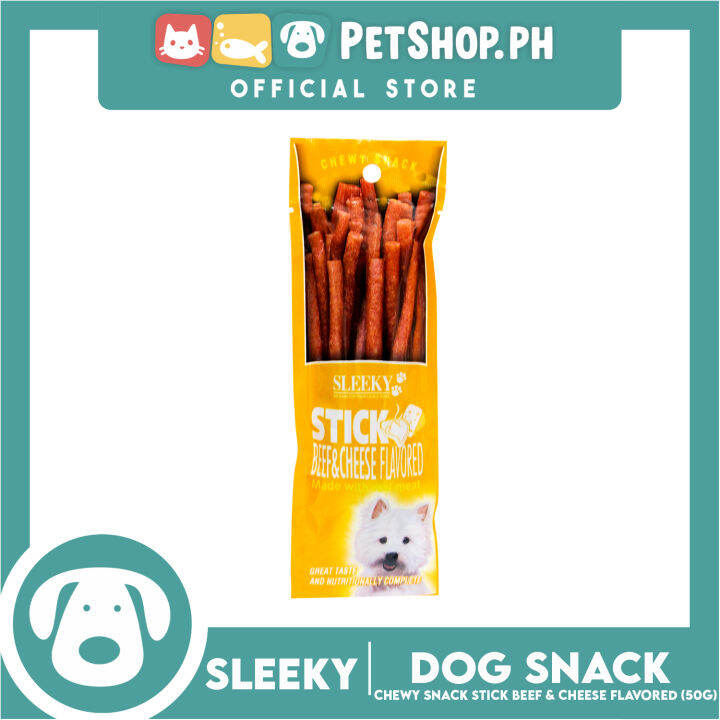 Sleeky Chewy Snack Stick Beef and Cheese Flavored 50g Dog Treats ...