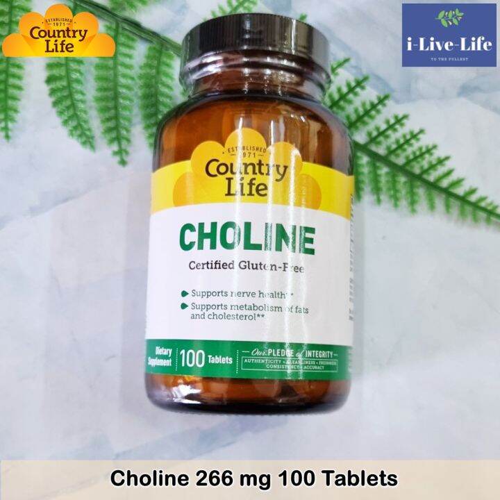 โคลีน Choline 226 mg 100 Tablets - Country Life | Lazada.co.th