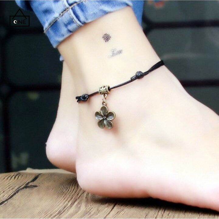 Retro Mori Personality Couple Anklet Creative Black Wax Rope Braided ...