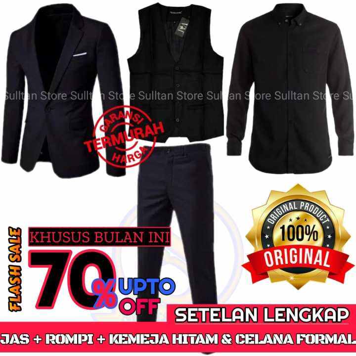 COD Setelan jas pria lengkap Warna Hitam Polos / Setelan jas pria ...