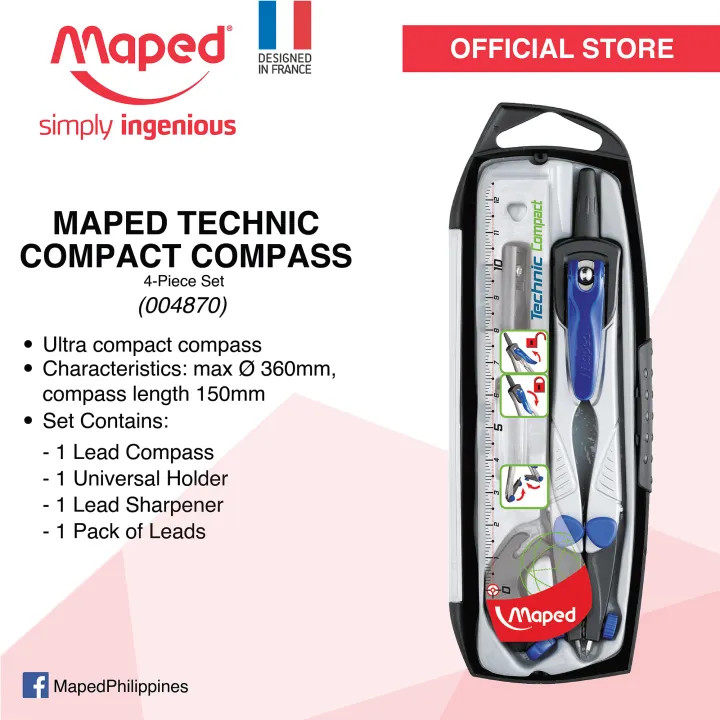 MAPED Technic Compact Compass | 4-Piece Set | Metal | 538700 | Lazada PH