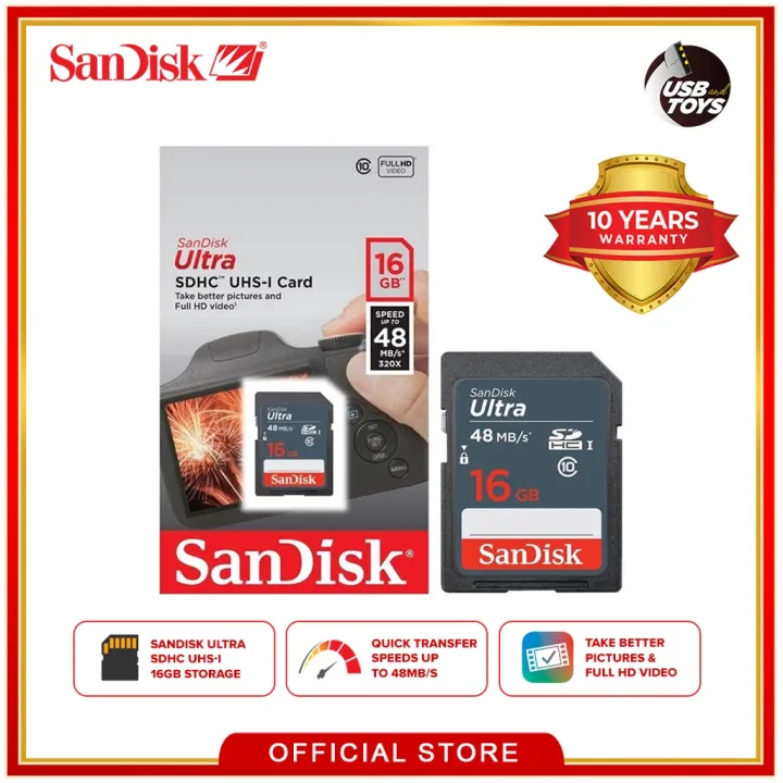 SanDisk Sd Card C10 Ultra 16gb 48mbs-Sdsdunb | Lazada PH