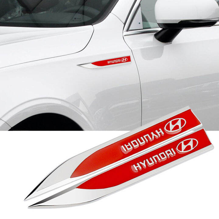 1 Pair Metal 3D Badge Decal Sticker Logo Fenders Side For Hyundai ...