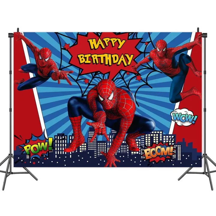 The Marvel theme Spider man backdrop Poster set for kids birthday party ...
