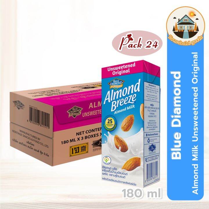 Blue Diamond Almond Breeze Almond Milk Unsweetened Original Flavor 180 ml x 24 Boxes : บลูไดมอน ...