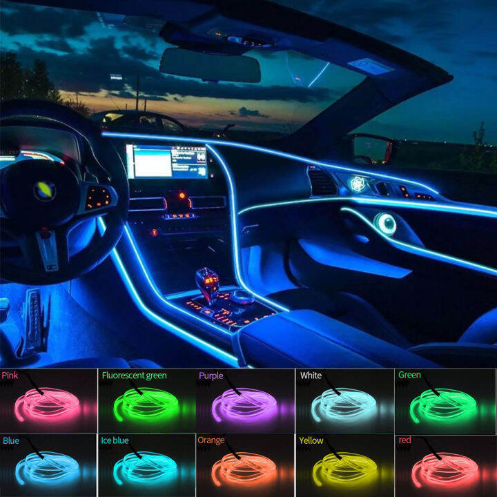 PENCL 5m 8m 10m Ambient Lamp RGB Car LED Neon Cold Light Auto Interior ...