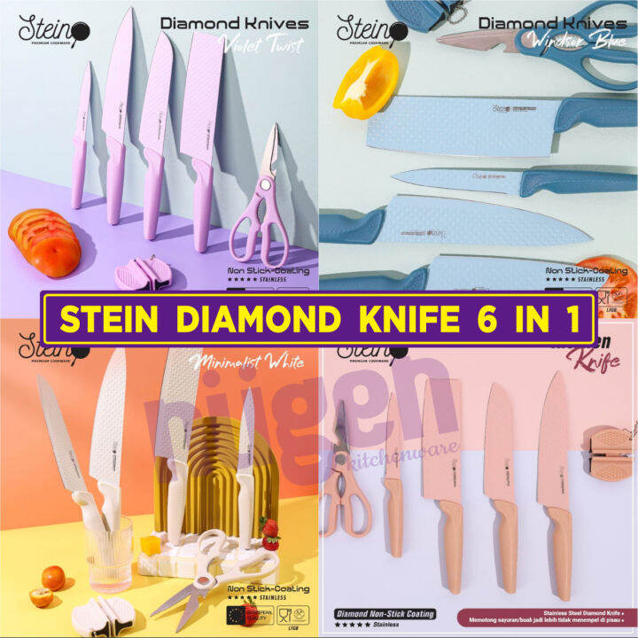 Steincookware Stein Pisau Diamond Knives Set 6 in 1 | Pisau Stein Pisau ...