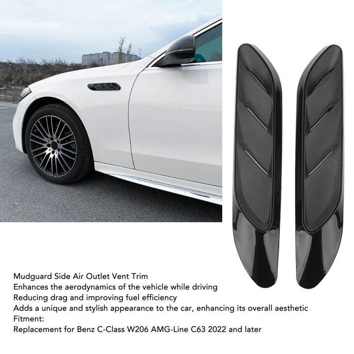 Intake Flow Duct Cover Glossy Black Mudguard Side Air Outlet Vent Trim ...