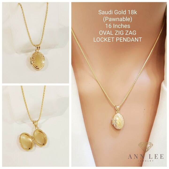 Pawnable Real Saudi Gold 18k Oval Locket Pendant Necklace | Lazada PH