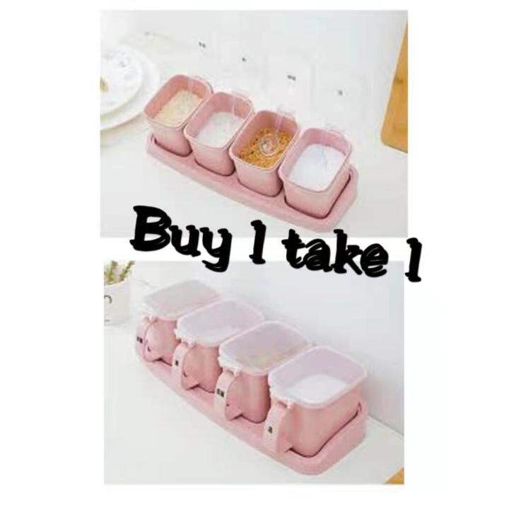 ( Buy 1 take 1 ) Condiment Jar With Lid Spoon With 4 Separate Boxes In ...