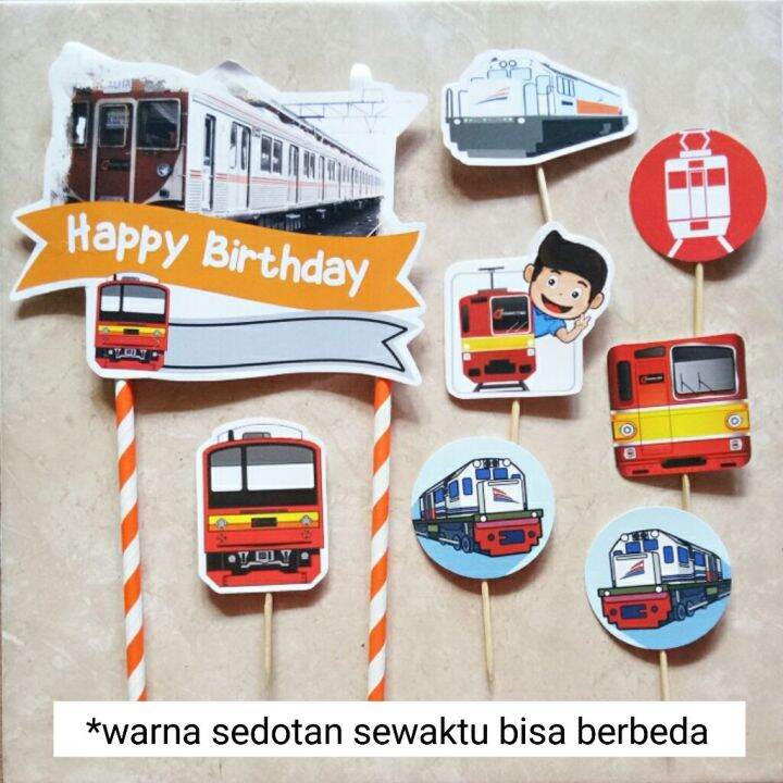 Satu set topper toper cake hiasan kue ulang tahun karakter KRL kereta ...