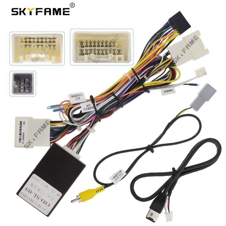 SKYFAME 16Pin Car Wiring Harness Adapter With Canbus Box Decoder For Mitsubishi Eclipse Android ...